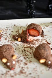 Halloween Dessert - Strawberry and Chocolate Fudge mice